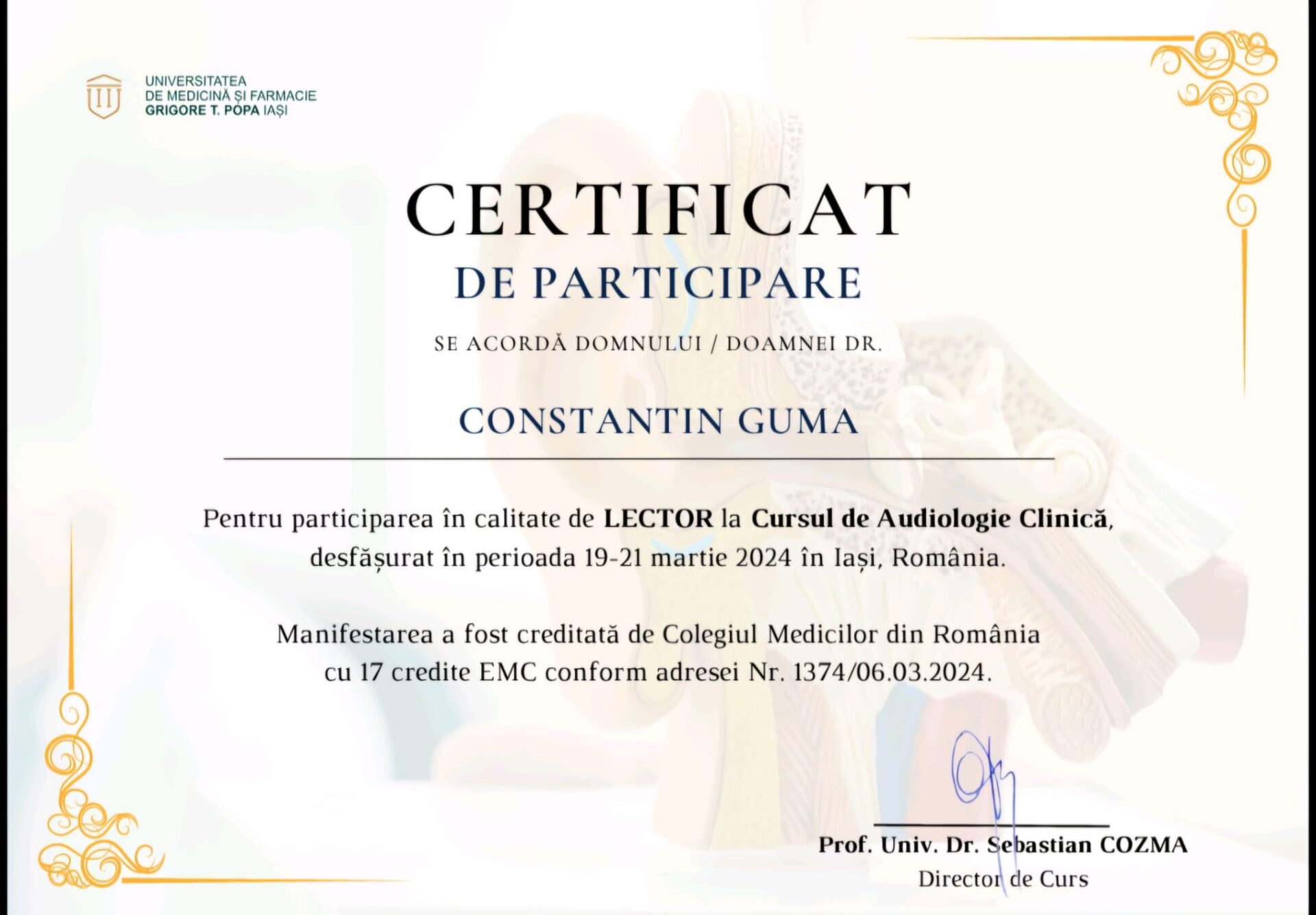 Medic ORL (Otorinolaringolog) Constantin Guma - Clinica ORL 24 Chisinau